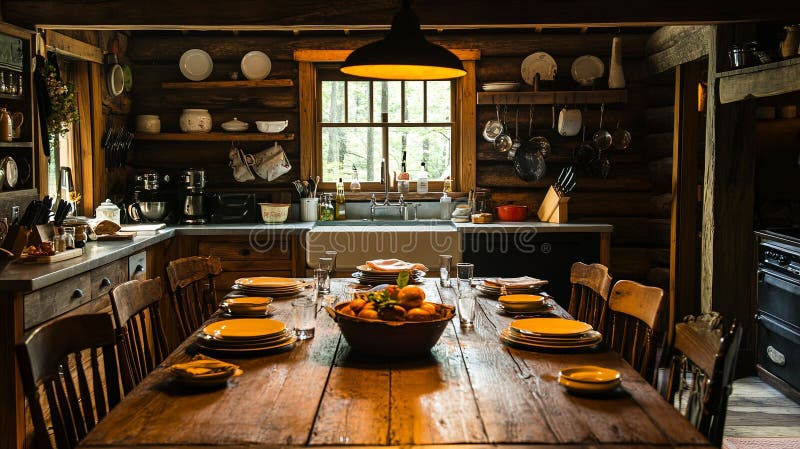 Traditional Family Dinners in Rustic Kitchens. Stock Photo - Image of ...
