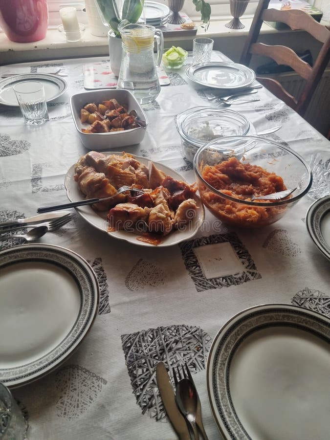 Traditional Family Meal on a Table Stock Photo - Image of cooking, food ...