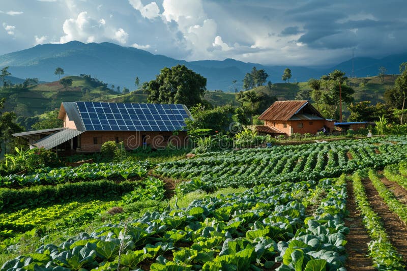 Traditional Farm Using Eco-friendly Practices, Featuring Lush Crops ...