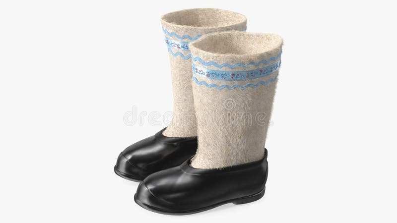 Traditional Felt Boots with Decorative Pattern and Shoe Covers Stock ...