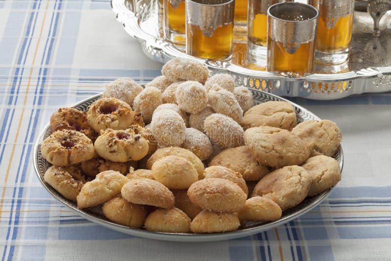 Traditional Festive Moroccan Cookies and Tea Stock Image - Image of ...