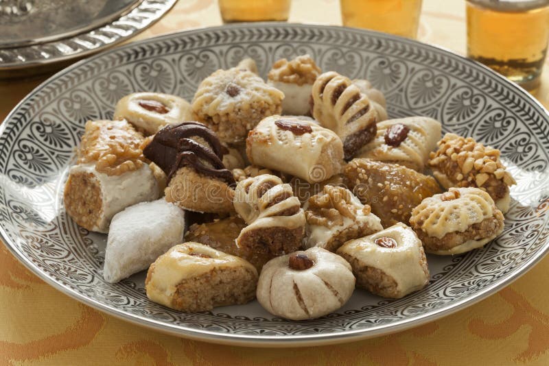 Traditional Festive Moroccan Cookies and Tea Stock Image - Image of ...