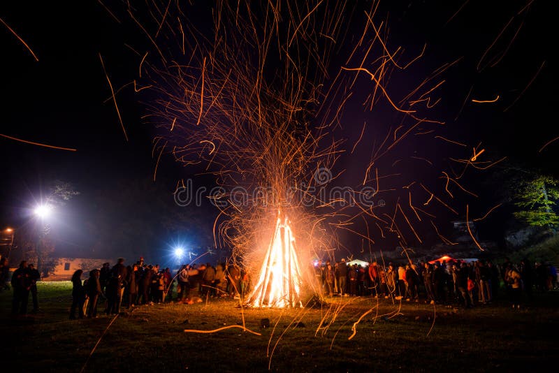 Traditional Fire Camp in Romania , Transylvanian Tradition Stock Image ...
