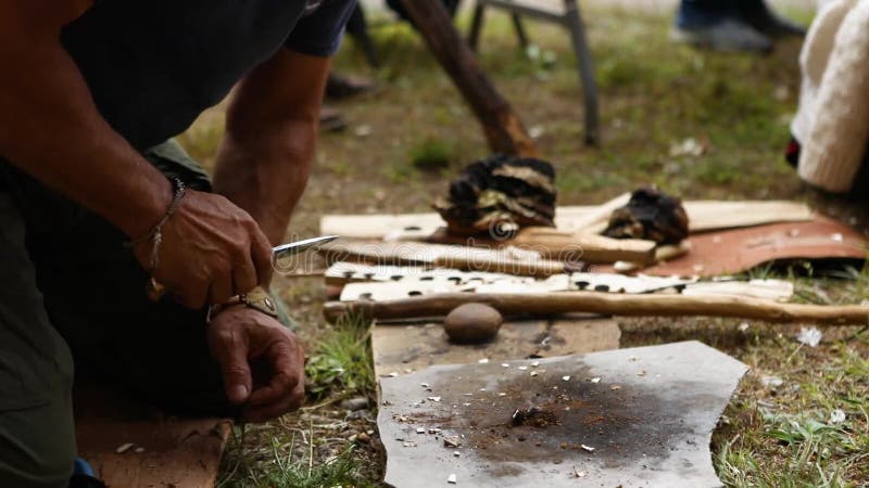 Traditional Fire Lighting Method Outdoor Stock Footage - Video of ...