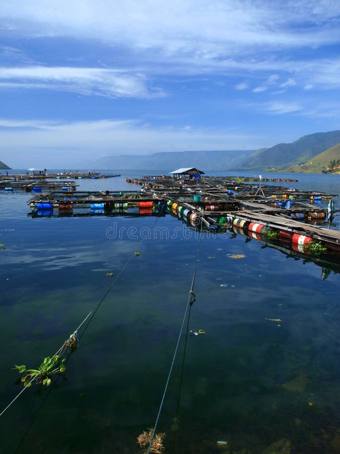 Traditional Fish Cage in Lake Toba Stock Image - Image of mountain ...