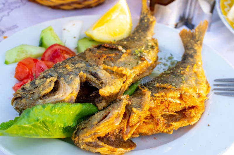 Traditional Fish in Greek Taverna Stock Photo - Image of food, fish ...