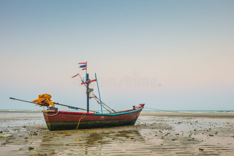 Traditional Fishing Boat on Beach Stock Photo - Image of beach, small ...