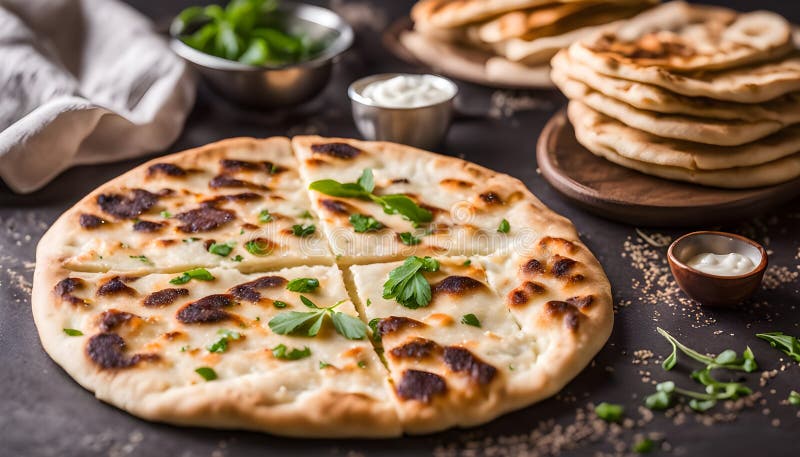 Traditional Flat Bread Side View, Naan Bread. Stock Illustration ...