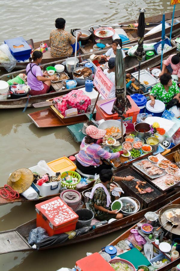 Traditional Floating Market, Thailand. Editorial Stock Image - Image of ...