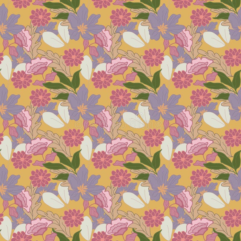 Traditional Floral Pattern Artistic Texture Flower Wallpaper Art Stock ...