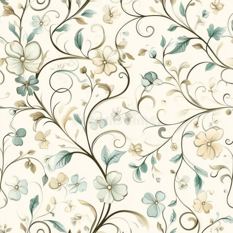 Traditional Floral Pattern with Seamless Swirls and Flowers Stock Image ...