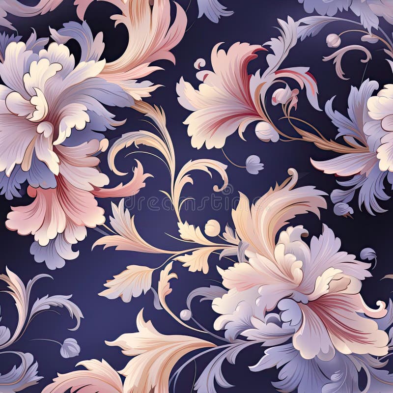 Traditional Floral Pattern with Swirling Colors on a Blue Background ...