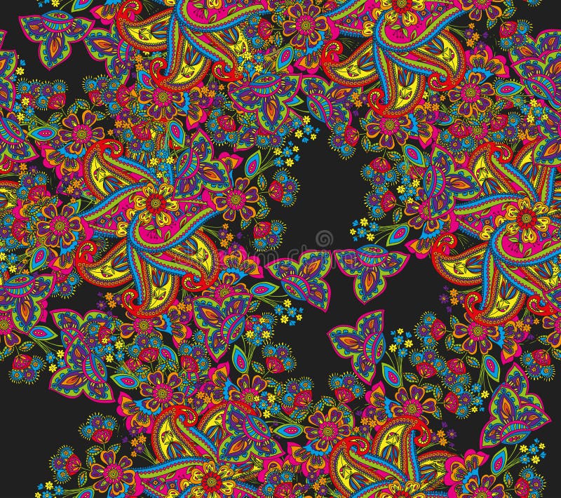 Traditional Flower Illustration Stock Vector - Illustration of filigree ...