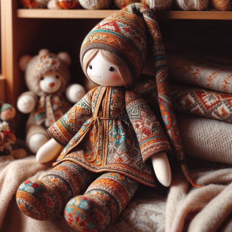 Traditional Folk Art Doll with Intricate Pattern Details Stock ...