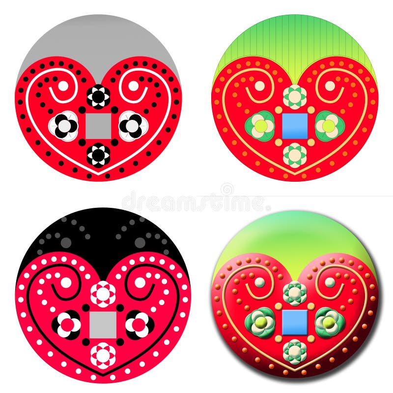 Traditional Folk Art Heart stock illustration. Illustration of folk ...