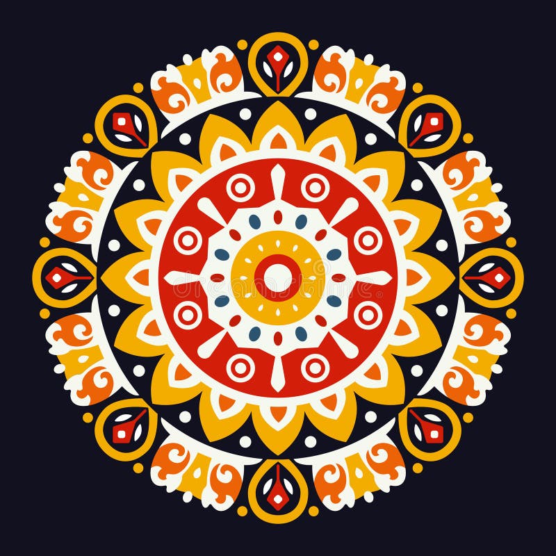Traditional Folk Art Pattern with Decorative Ornamental Sun Stock ...