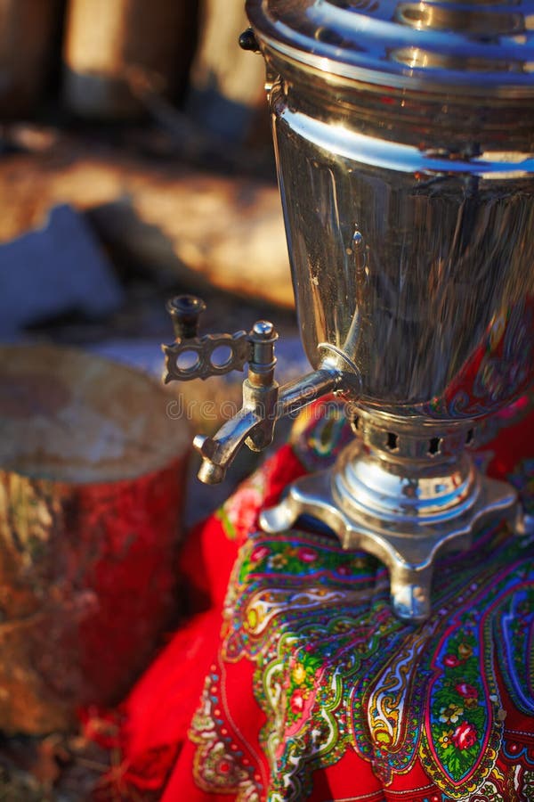 Traditional Folk Russian Tea Pot Samovar Stock Photo - Image of ...