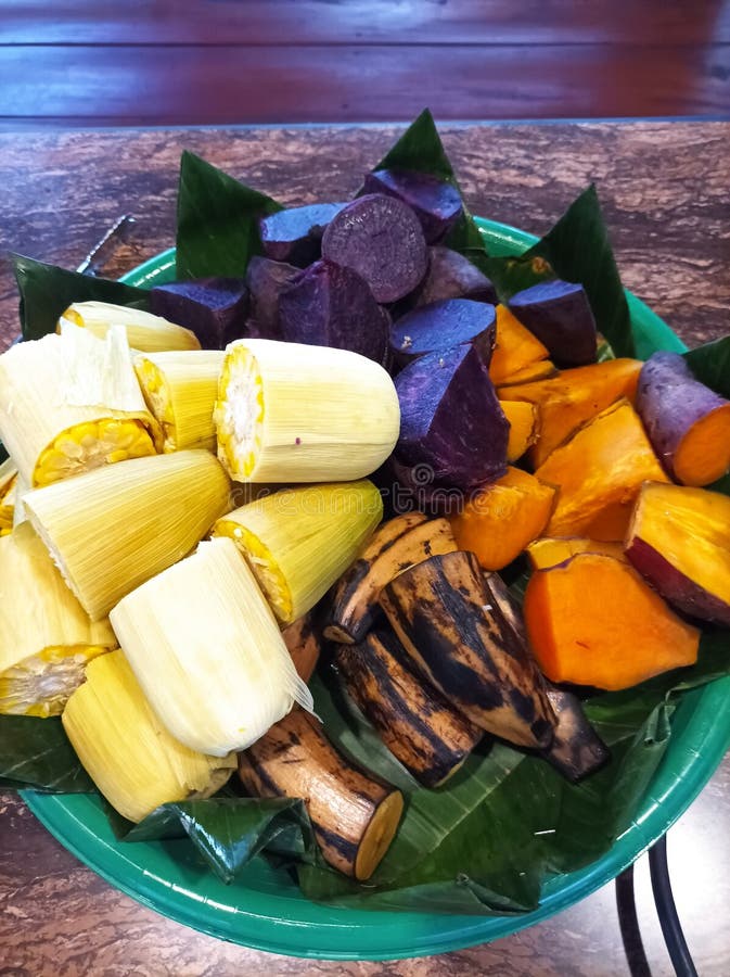 Traditional Food on Banana Leaf Base Stock Image - Image of flower ...