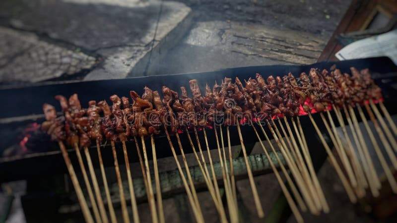 Traditional Food of Chicken Satay in the Roasting Process Stock Image ...