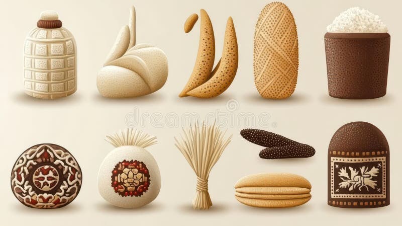 Traditional Food & Drink Items Stock Illustration - Illustration of ...