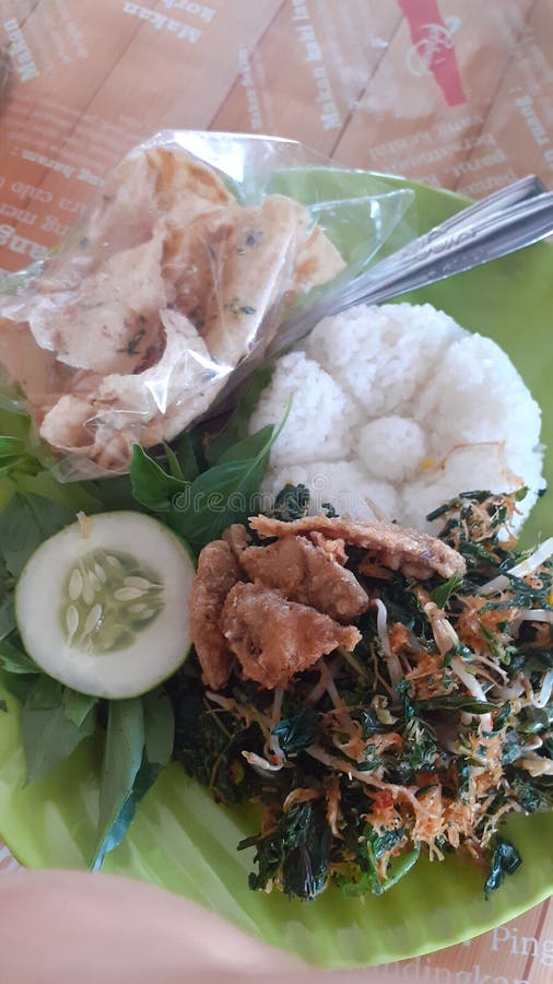 Traditional Food from Java Indonesia Nasi Gudangan Stock Photo - Image ...