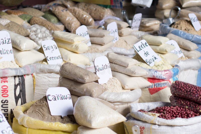 Traditional Food Market in Peru. Stock Image - Image of groceries ...