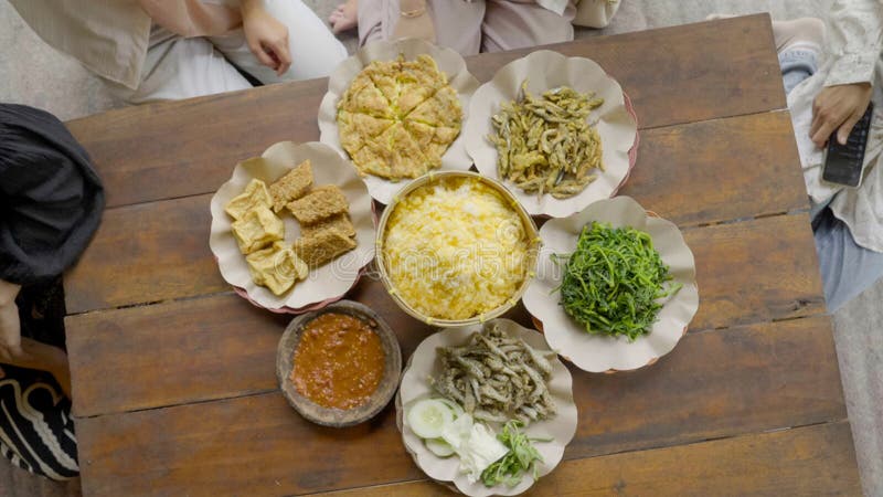 Traditional Food Menu with Corn Rice and Salted Fish Stock Image ...