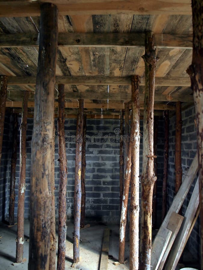 Traditional Formwork Using Planks and Wooden Stamps Construction Stock ...