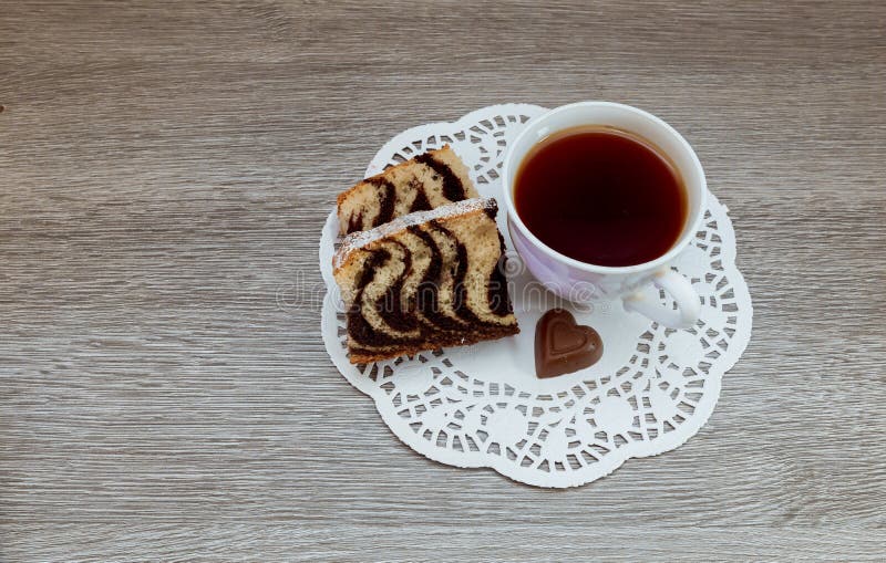 Traditional French Colored Black Tea with Cake Stock Photo - Image of ...
