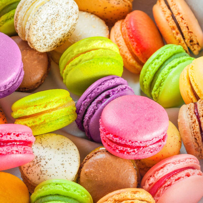 Traditional French Colorful Macarons in a Box Stock Photo - Image of ...