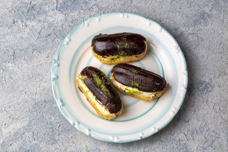 Traditional French Eclairs with Chocolate Stock Image - Image of fresh ...
