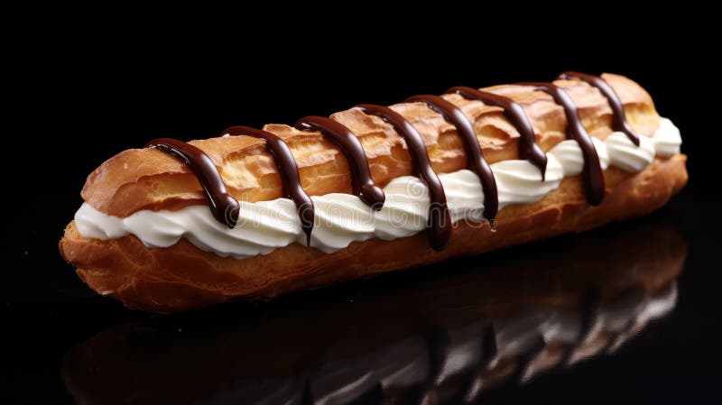 Traditional French Eclairs Filled with Cream. Crispy Eclair with Cream ...