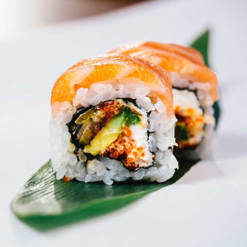 Traditional Fresh Japanese Sushi Rolls Stock Image - Image of bass ...