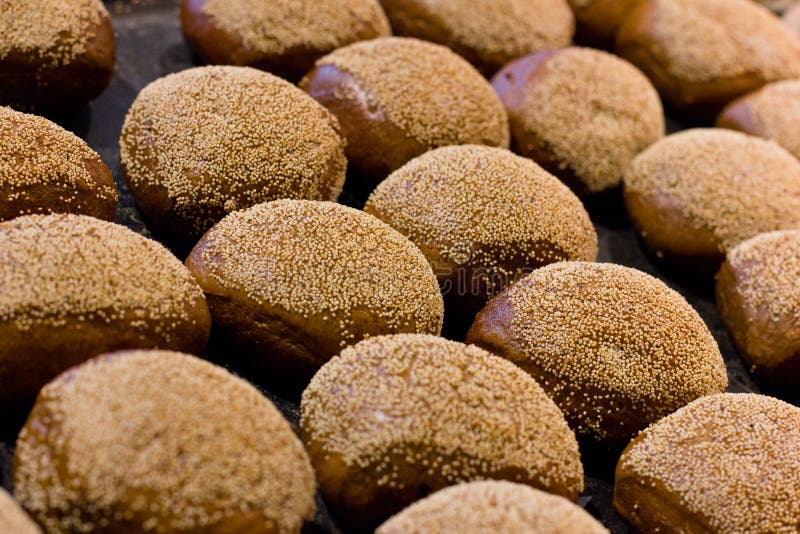 Traditional Freshly Made Buns Made with White Hash Stock Image - Image ...
