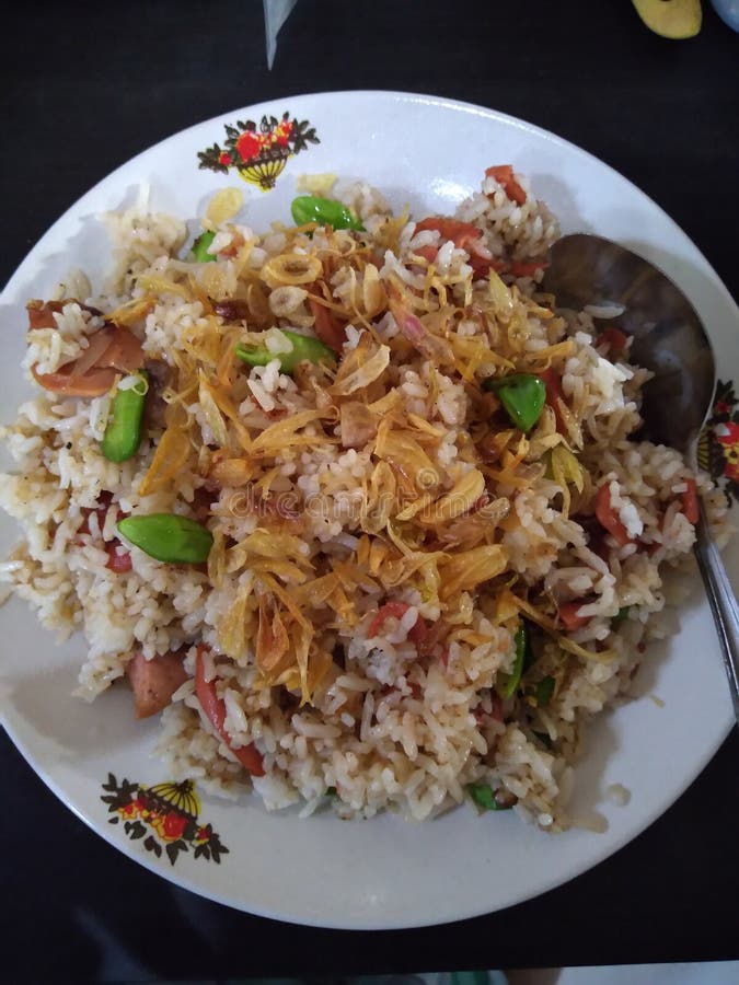 Traditional Fried Rice with Onion Stock Photo - Image of food, produce ...