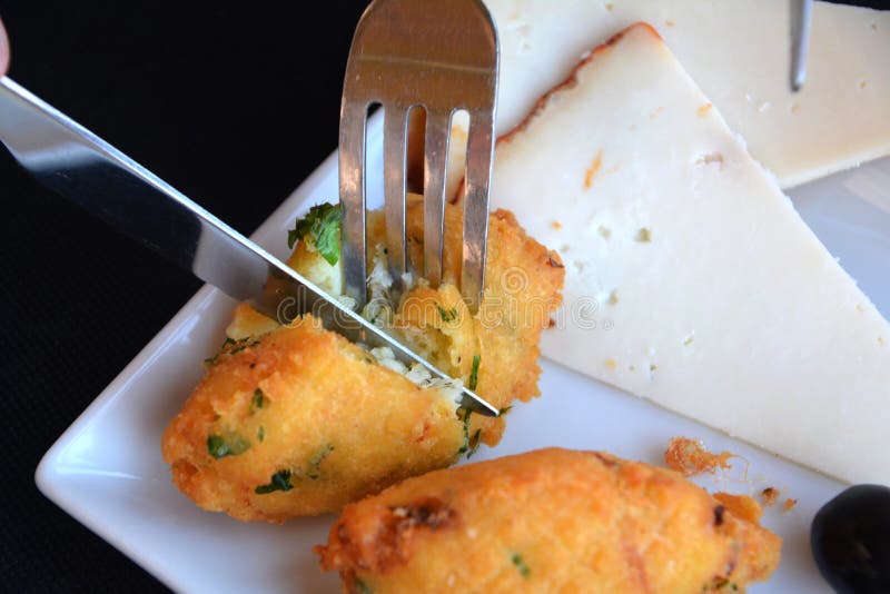 Traditional Fried Spanish Fish Cod Croquettes. Stock Photo - Image of ...