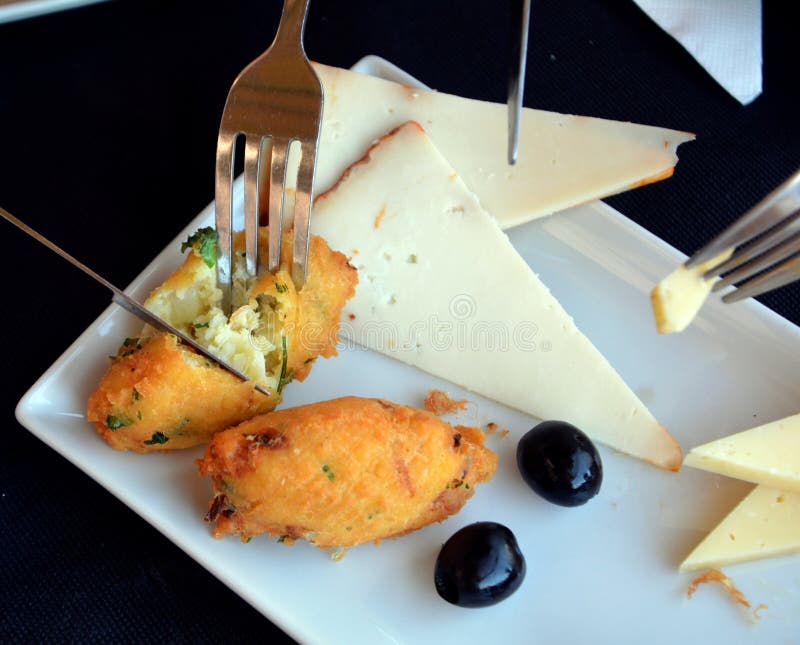 Traditional Fried Spanish Fish Cod Croquettes. Stock Photo - Image of ...