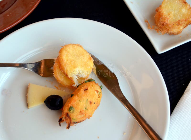 Traditional Fried Spanish Fish Cod Croquettes. Stock Image - Image of ...