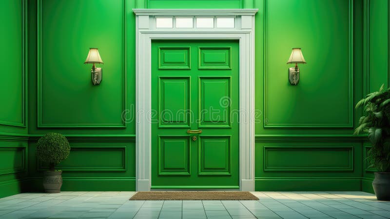 Traditional Front Door Green Screen Stock Illustration - Illustration ...