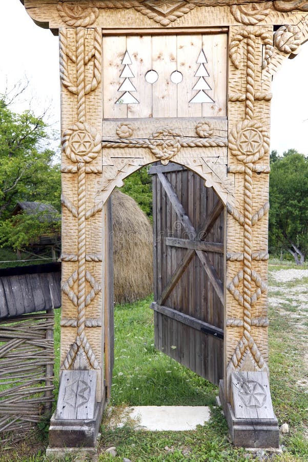 A Traditional Gate Made from Wood in Maramures, Romania. Stock Image ...