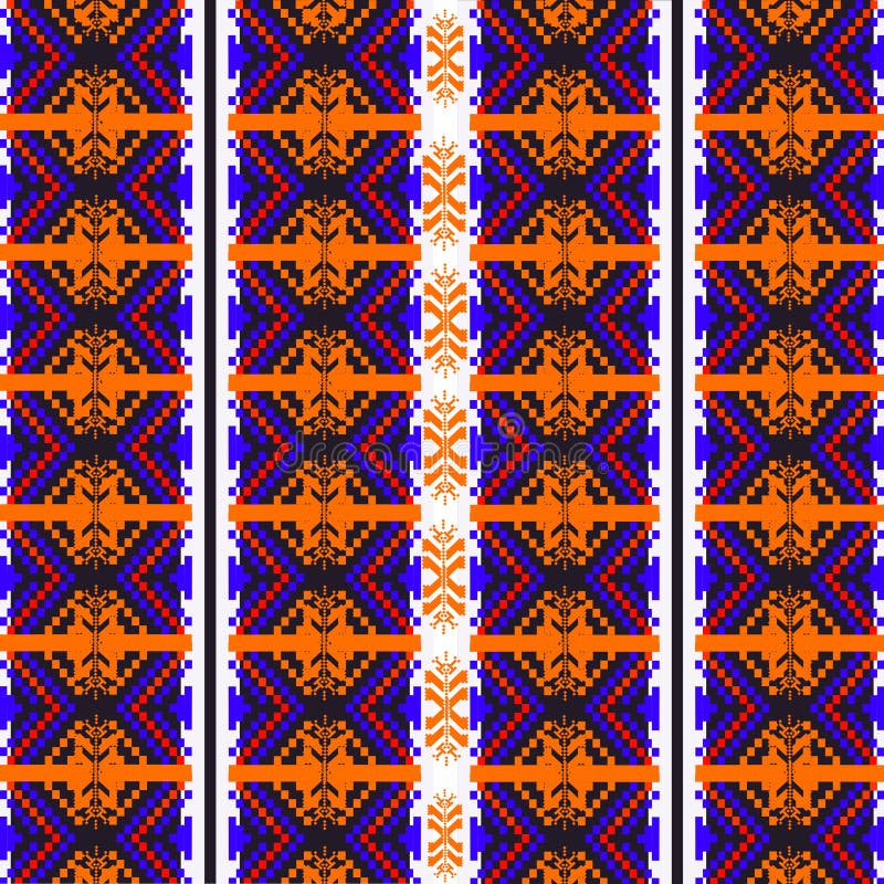 Traditional Geometric Ethnic Embroidered Fabric Pattern Stock Vector ...