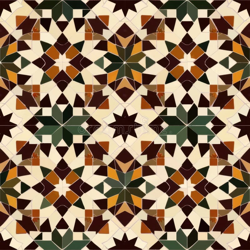 Traditional Geometric Moroccan Tile Pattern with Earthy Tones Stock ...