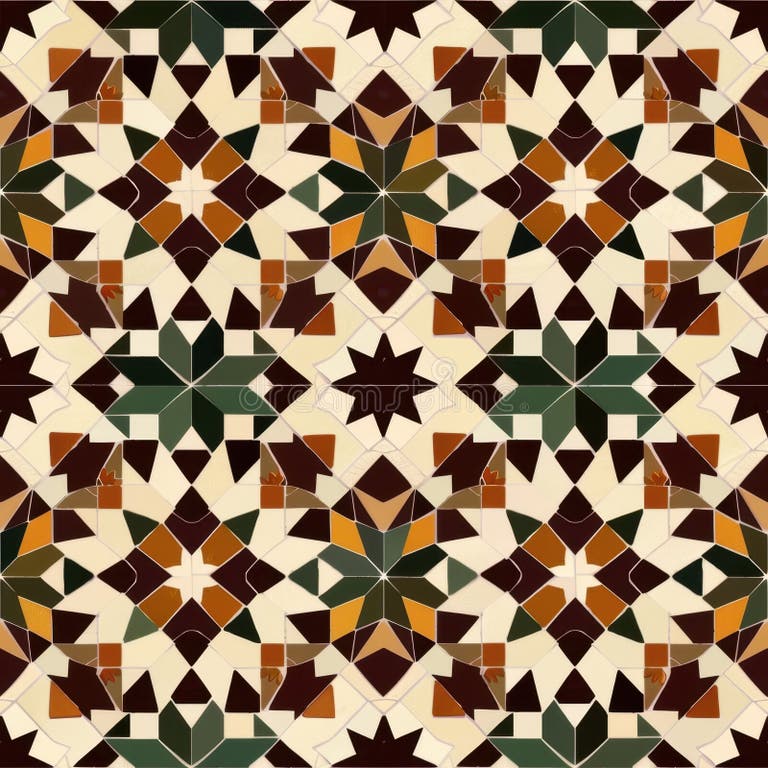 Traditional Geometric Moroccan Tile Pattern with Earthy Tones Stock ...