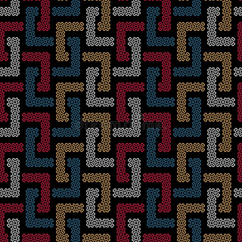 Traditional Geometric Pattern with Interlaced Dotted Lines on a Black ...