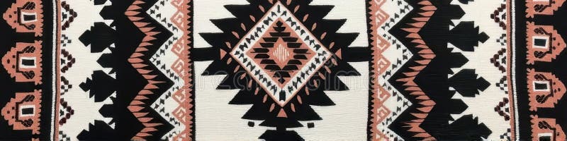 Traditional Geometric Patterned Textile with Black, White, and Pink ...