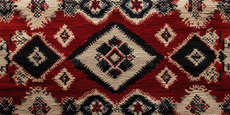 Traditional Geometric Patterned Textile with Rich Colors and Intricate ...