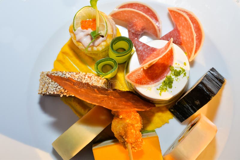 German Appetizer Of Roastbeef And Vegetables, Toned Stock Photo - Image ...