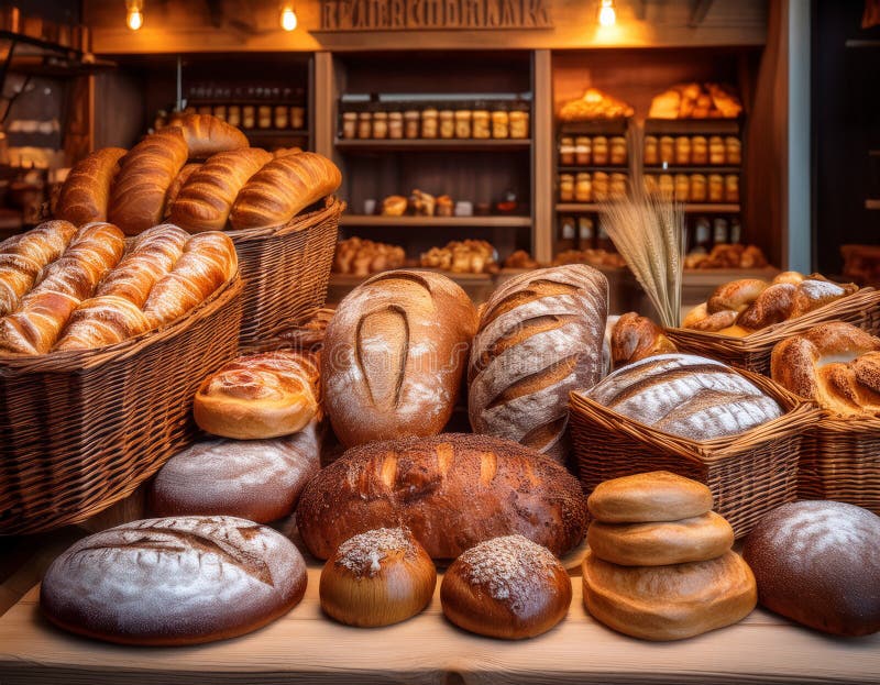 A Traditional German Bakery Displaying Bread and Pastries Stock ...