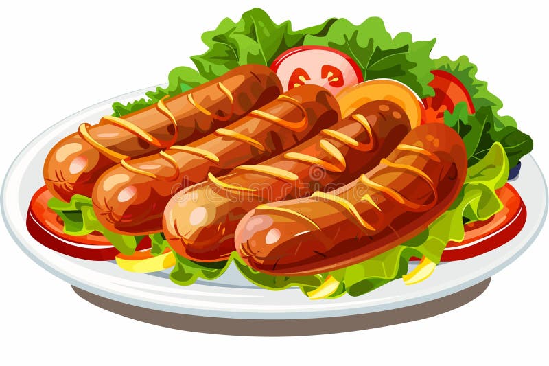 Traditional German Bratwurst Dish Isolated Vector Style Stock Vector ...
