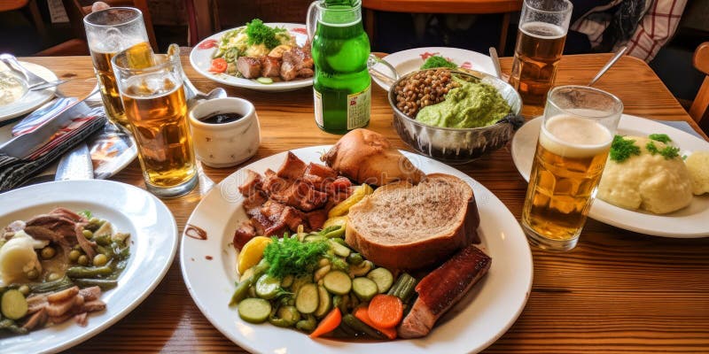 Traditional German Food. Typical Dishes. Stock Illustration ...